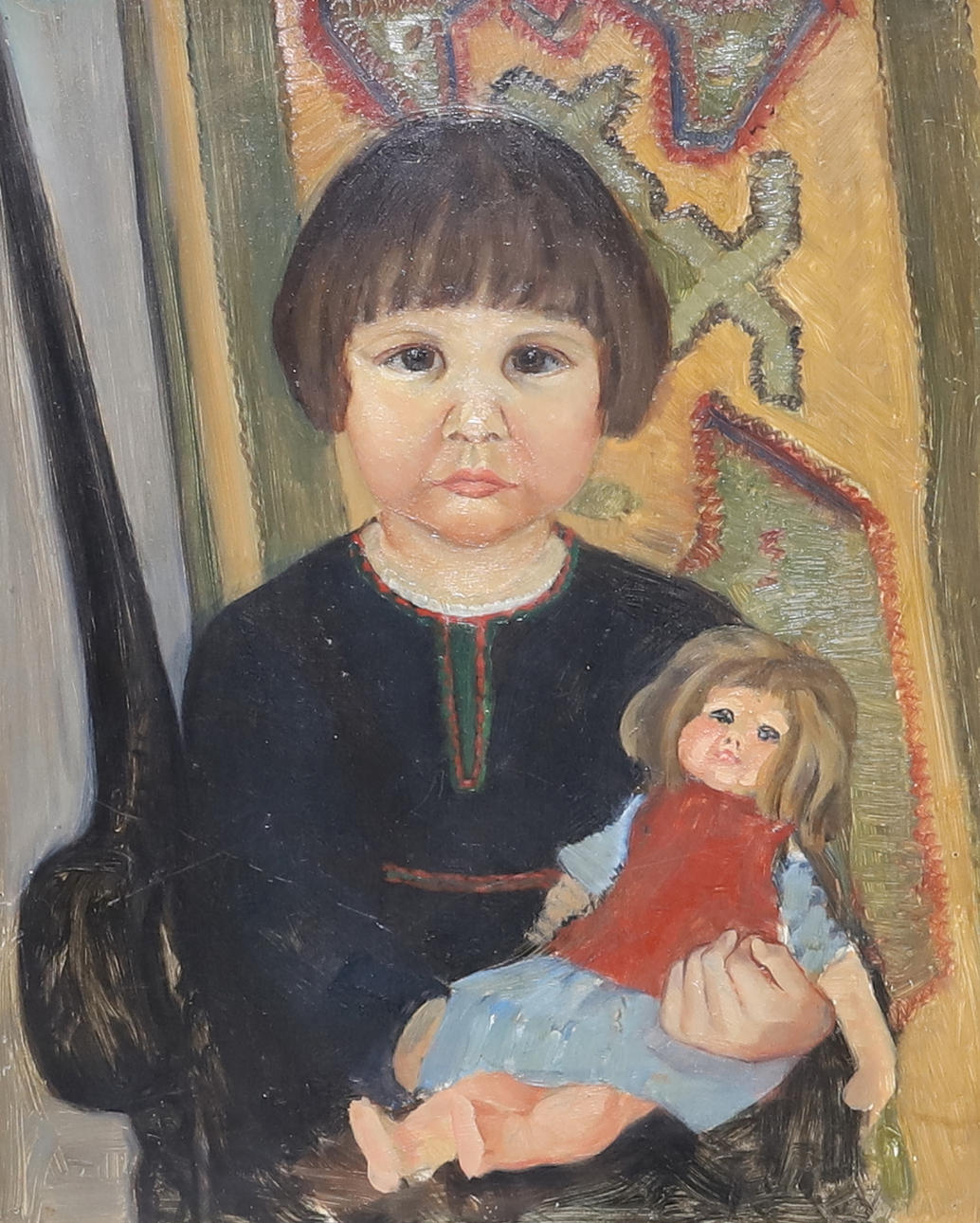 JOHN HEDBERG. "Anna-Brita 4-års ålder", olja på träpannå, signerad och ...