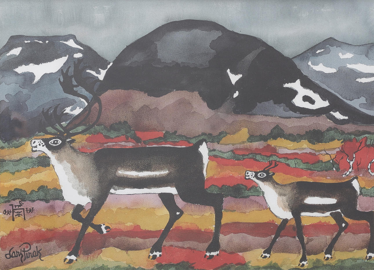 LARS PIRAK. Renar vid fjäll, tryck. Konst - Grafik - Auctionet