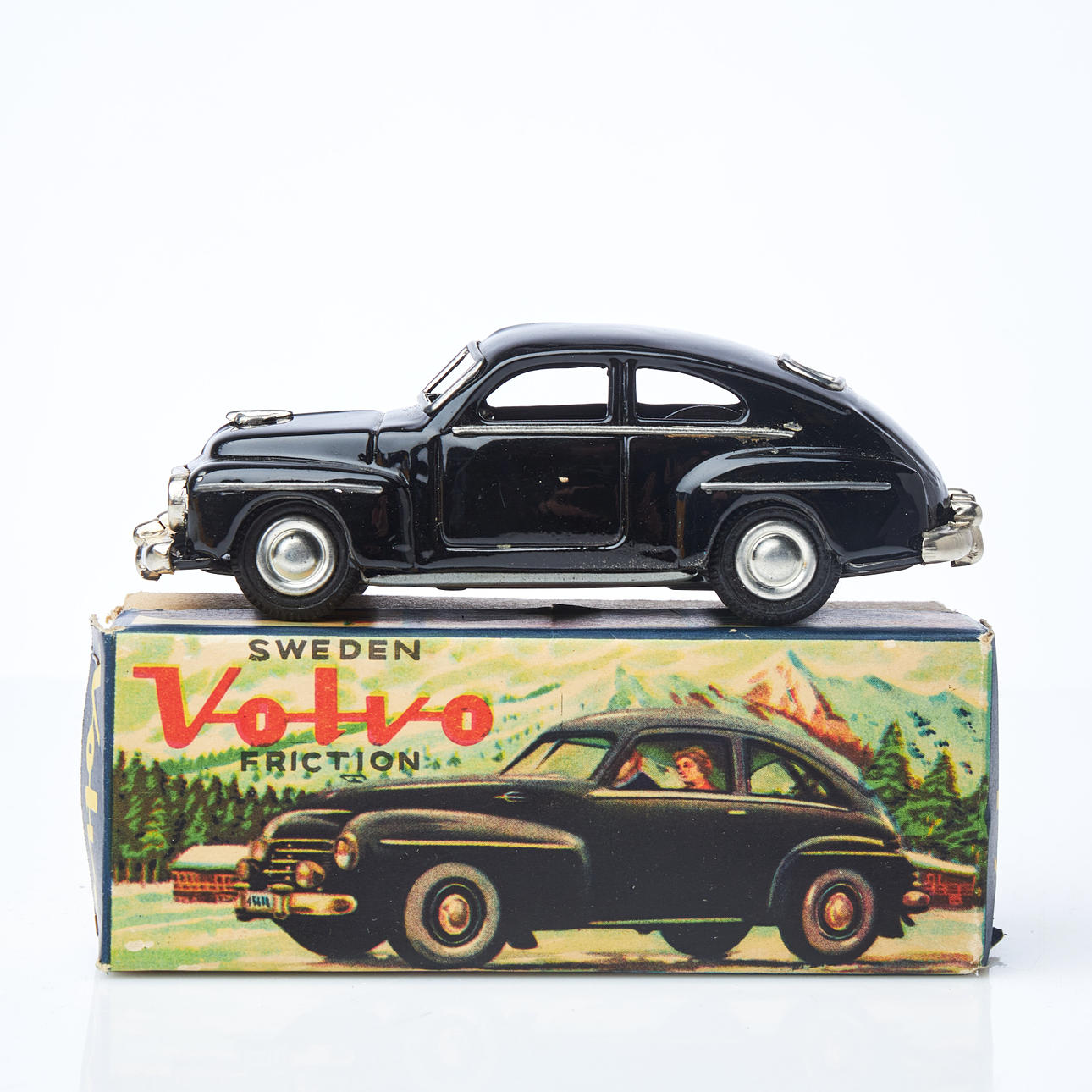 LEKSAKSBIL, Volvo, Sweden, Friction, svart, original låda. Leksaker ...