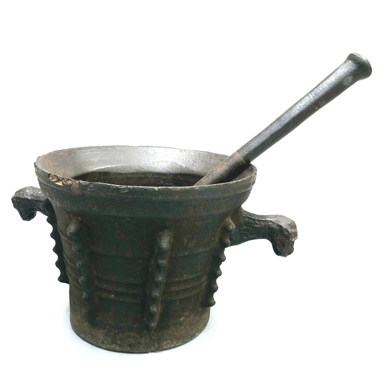 LARGE GOTHIC MORTAR, 16TH CENTURY IN CAST IRON, WITH HAND. GOTHIC IN ...