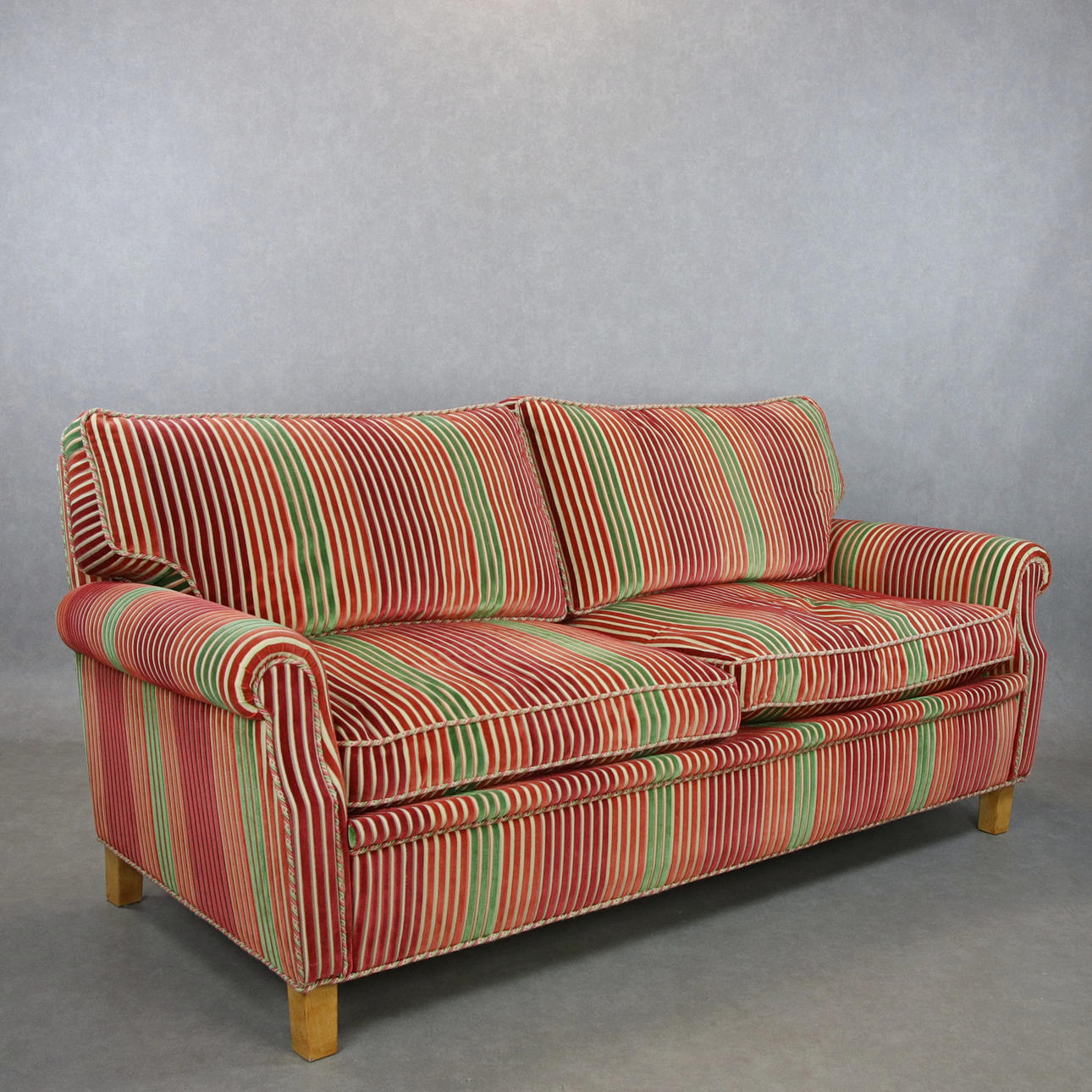 Red Striped Sofas | Baci Living Room