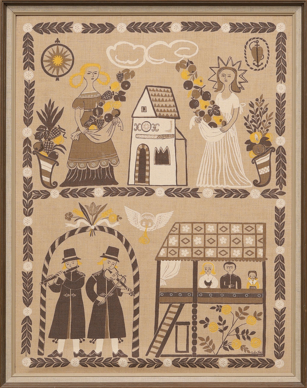 GOCKEN JOBS. TEXTILTRYCK, "Jäspödstavla", Jobs handtryck, daterad i ...