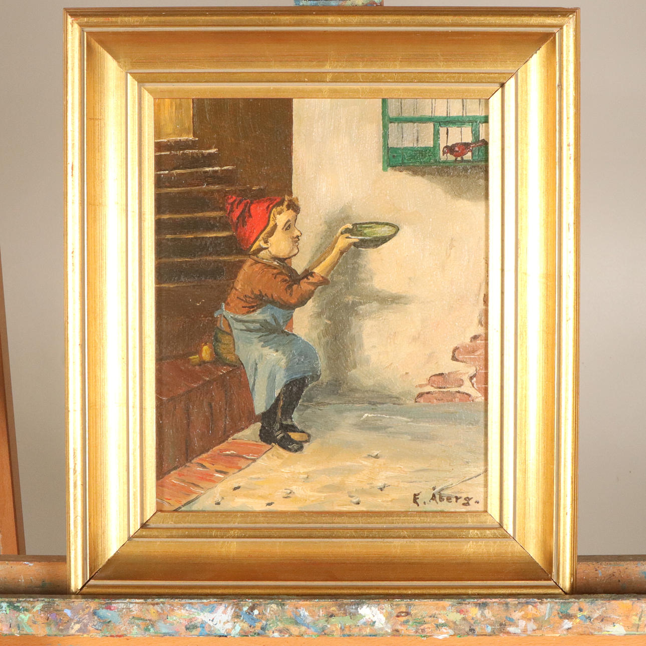 EMIL ÅBERG. OLJA PÅ PANNÅ, signerad E Åberg. Konst - Måleri - Auctionet