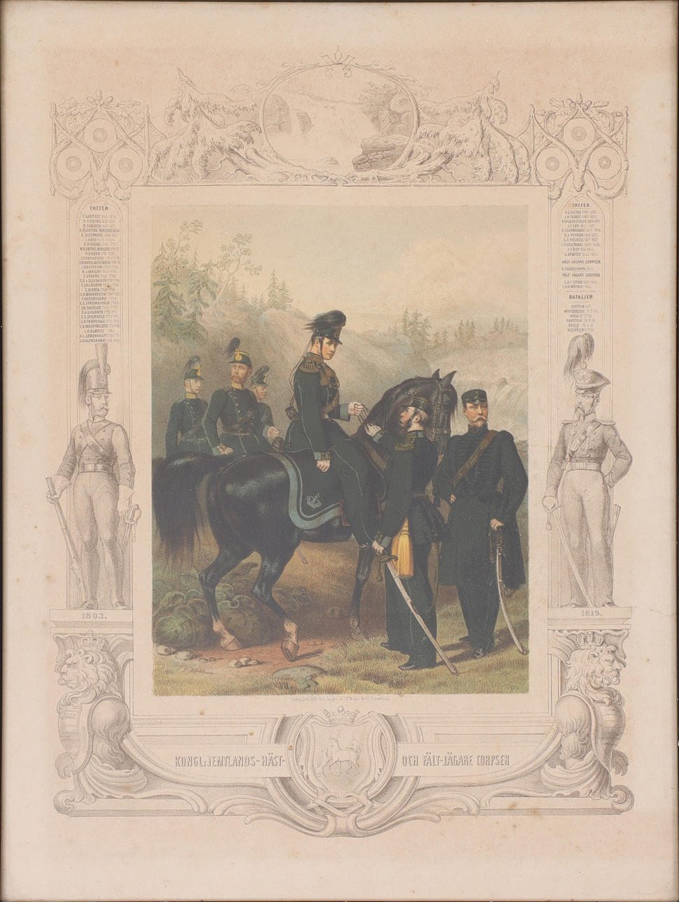 UNIFORMSPLANSCHER, 12 st. "Svenska Arméens Uniformer", J Mankell, 1864 ...
