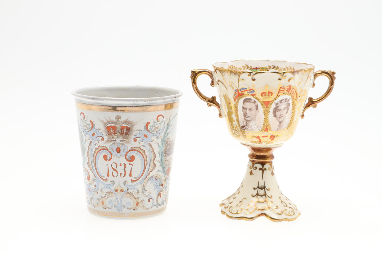 QUEEN VICTORIAN ENAMEL BEAKER & COMMEMORATIVE ITEMS. Ceramics ...