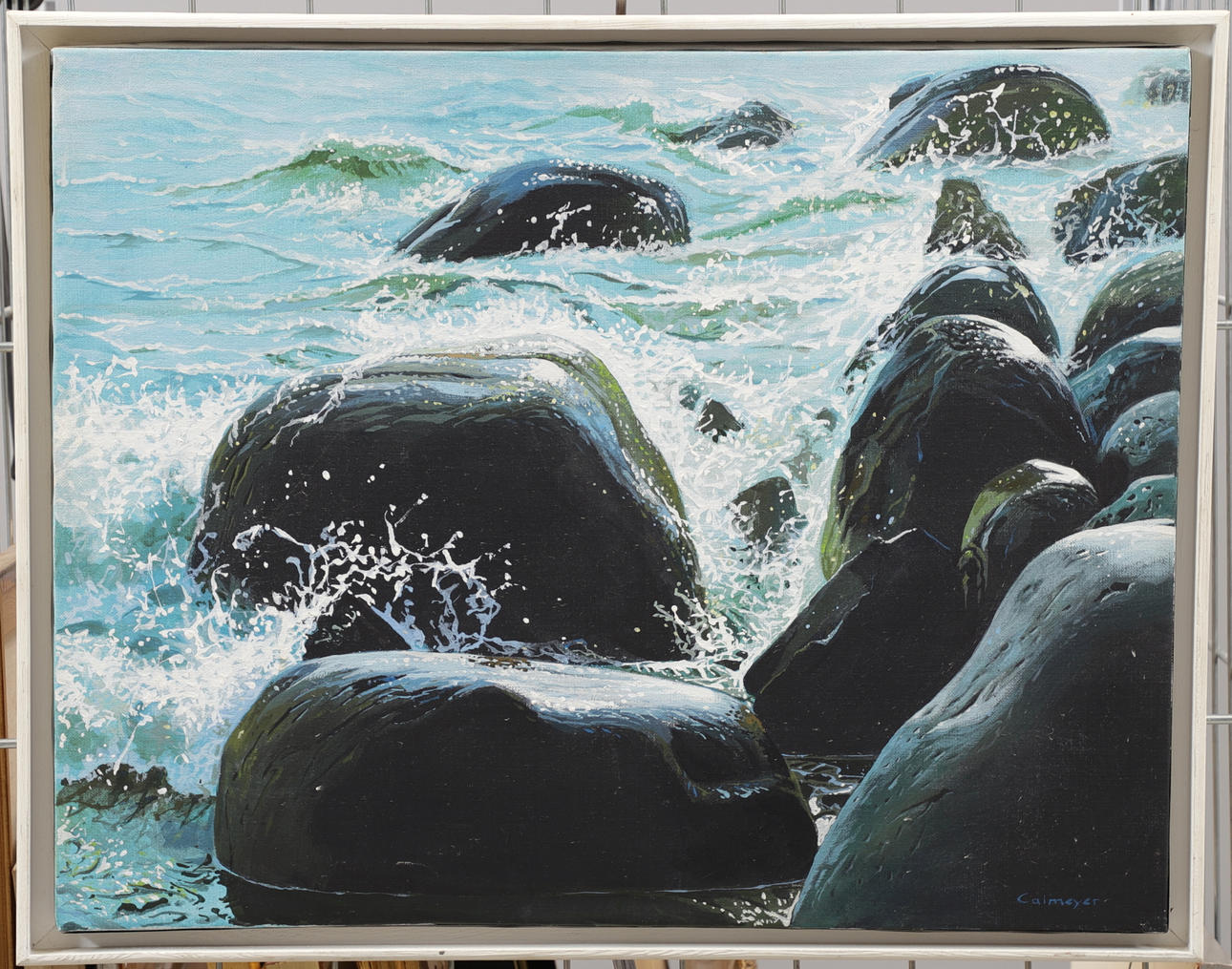 GÖSTA CALMEYER. Stenar i vatten, olja på duk, signerad. Konst - Måleri ...