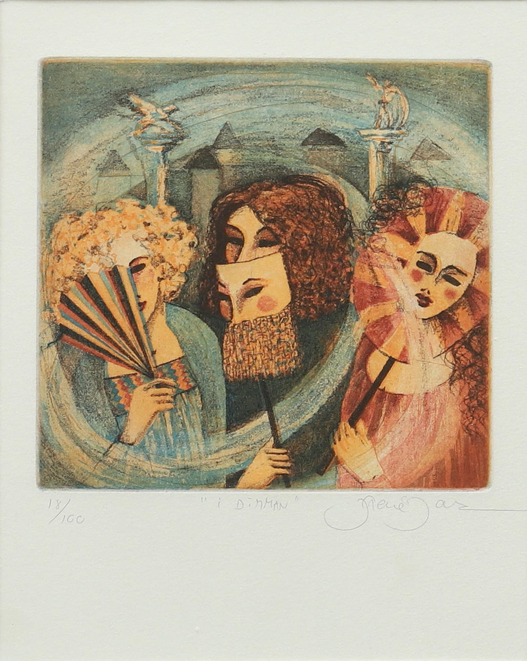 IRENE JARZ (1952-). Betitlad, etsning nr 18/100. signerad. Konst ...