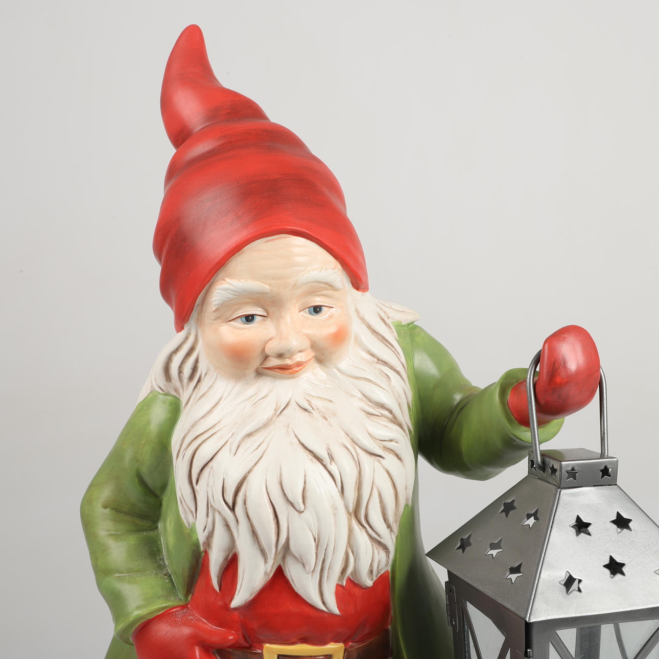 LARS CARLSSON. Figurin, tomte med lykta, keramik, Fyrklövern Classic ...