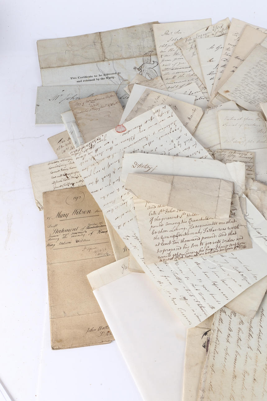 A LARGE COLLECTION OF 18TH AND 19TH CENTURY EPHEMERA AND LETTERS. Books ...