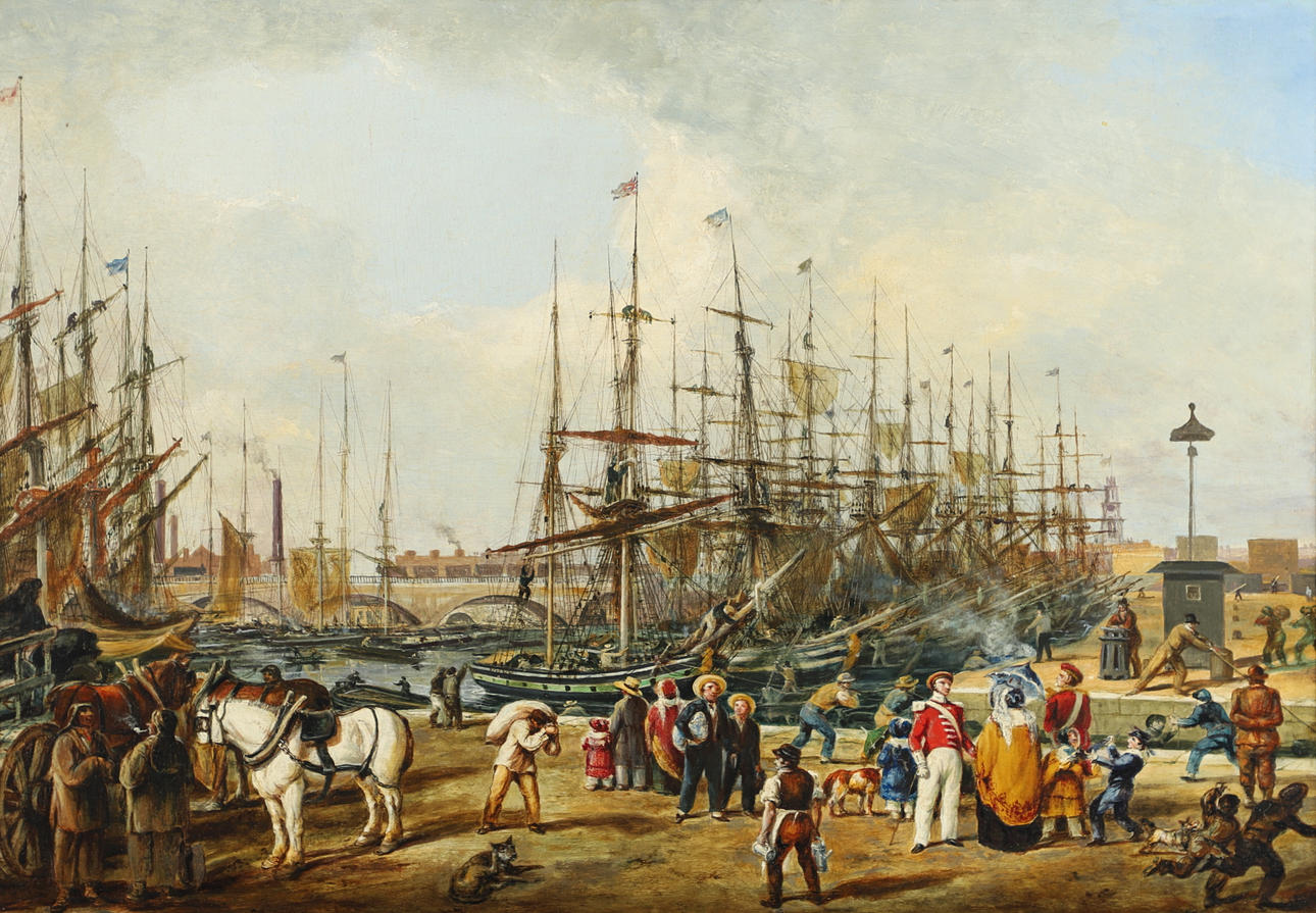 WILLIAM PARROTT (1813-1893). His circle. A BUSTLING DOCKYARD SCENE. Art ...