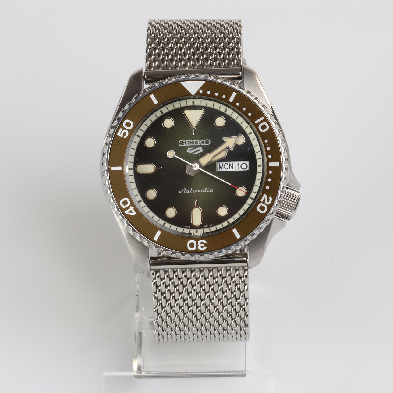SEIKO AUTOMATIC, Armbandsur, stål med ljusgrön urtavla och boettring ...
