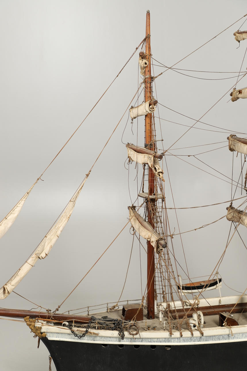 LARGE 19THC THREE MAST WATERLINE MODEL SHIP - MERCHANTMAN ...