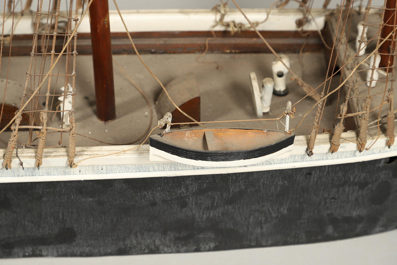 LARGE 19THC THREE MAST WATERLINE MODEL SHIP - MERCHANTMAN ...