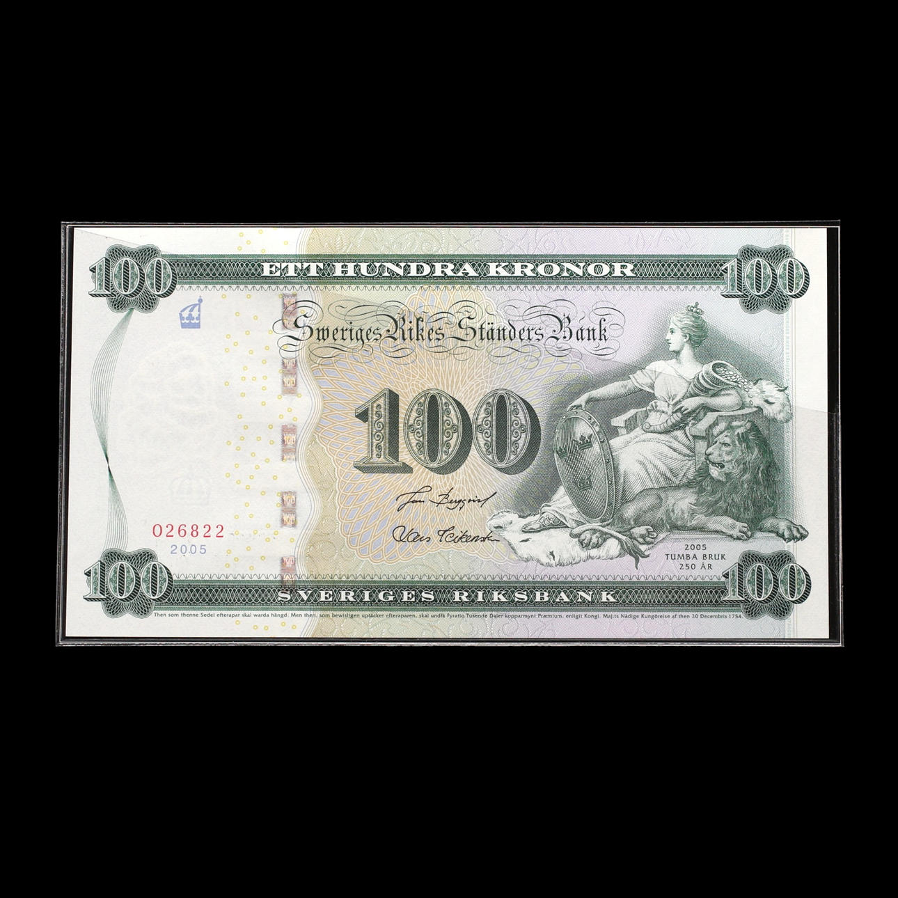 SEDEL, 100 kr, minnessedel/jubileumssedel Tumba Bruk 2005. Mynt ...