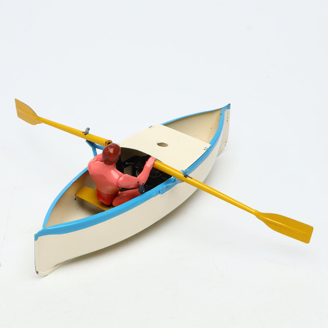 SOVIET rowing boat, man as rudder, clockwork, original carton. Toys ...