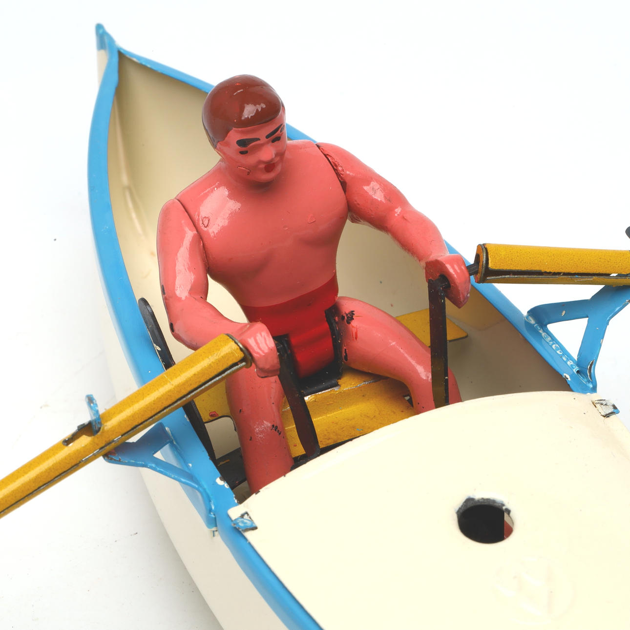 SOVIET rowing boat, man as rudder, clockwork, original carton. Toys ...