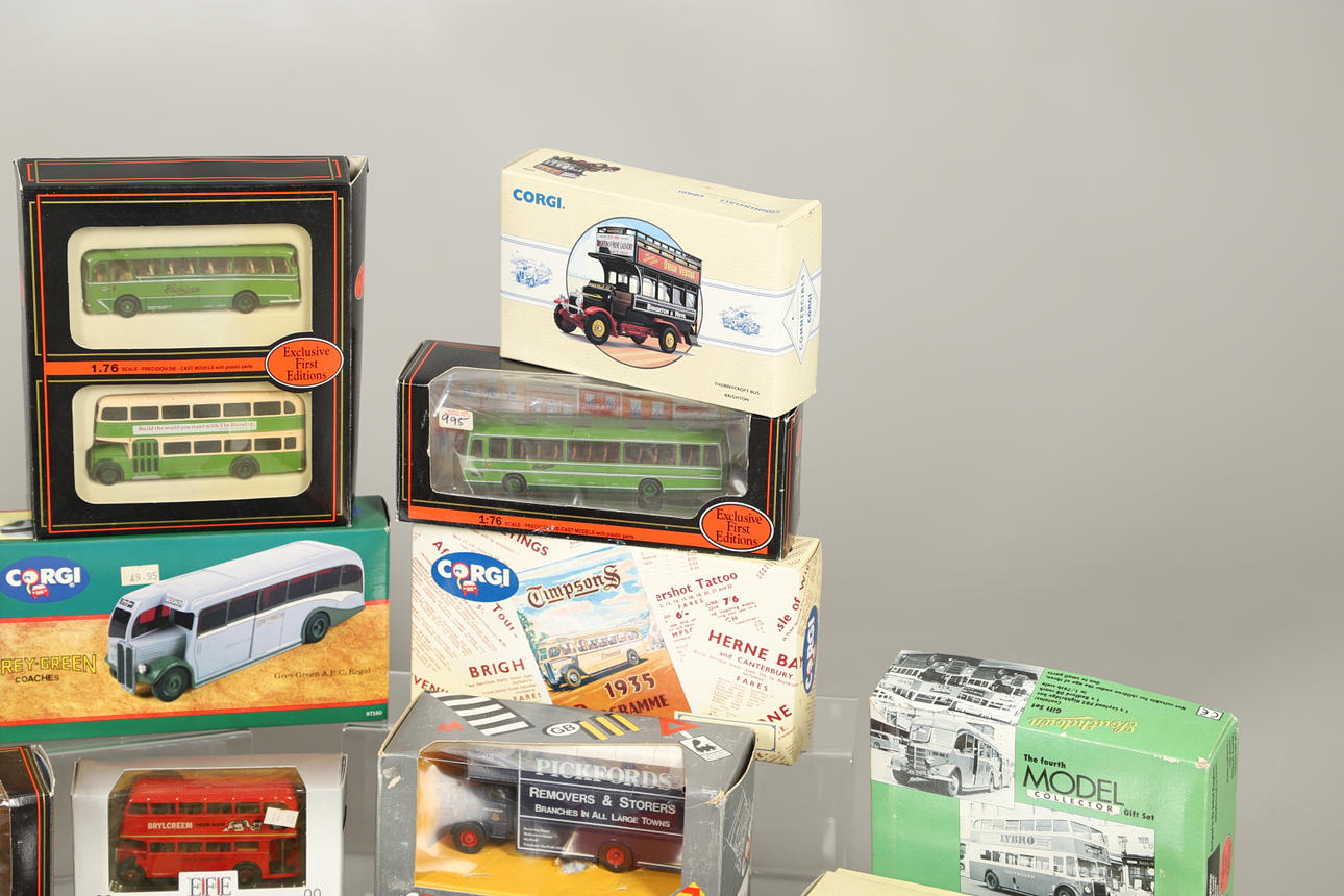 A LARGE QUANTITY OF BOXED DIE CAST SCALE MODEL TOYS, MOSTLY BUSES. Toys ...