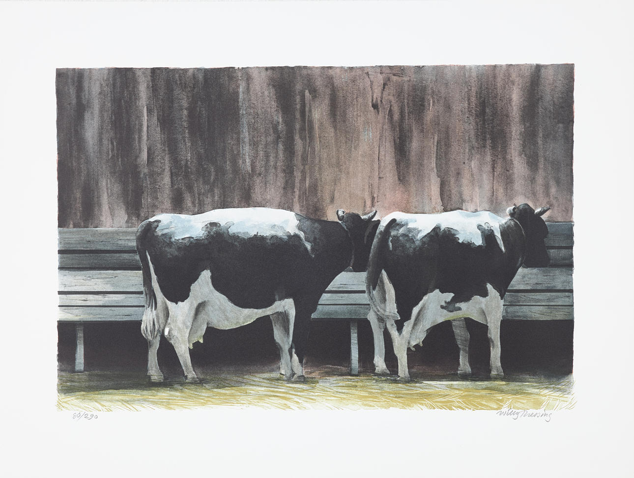 WILLY THESSING, Två kor, färglitografi, signerad och numrerad 80/290 ...
