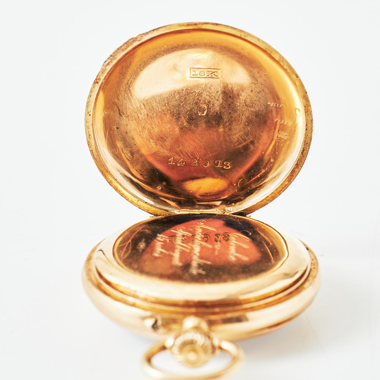 DAMFICKUR, 18 k guld, vitemaljerad urtavla, arabiska siffror, plexiglas ...