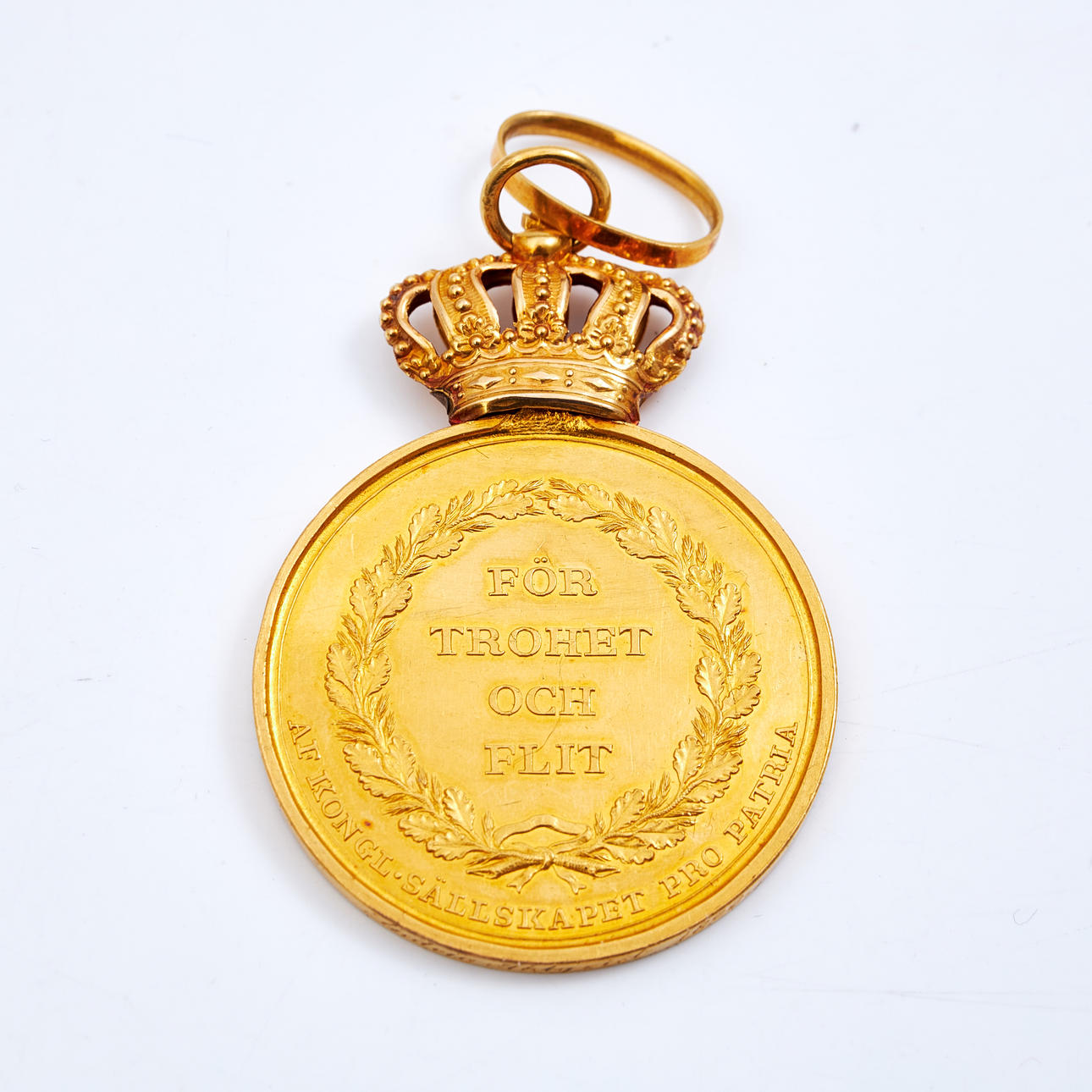 MEDALJ, 23 k guld, "För trohet och flit", Oscar II, Sveriges och Norges ...