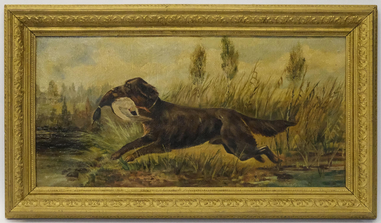 OIDENTIFIERAD KONSTNÄR. TAVLA MED HUND. Konst - Måleri - Auctionet