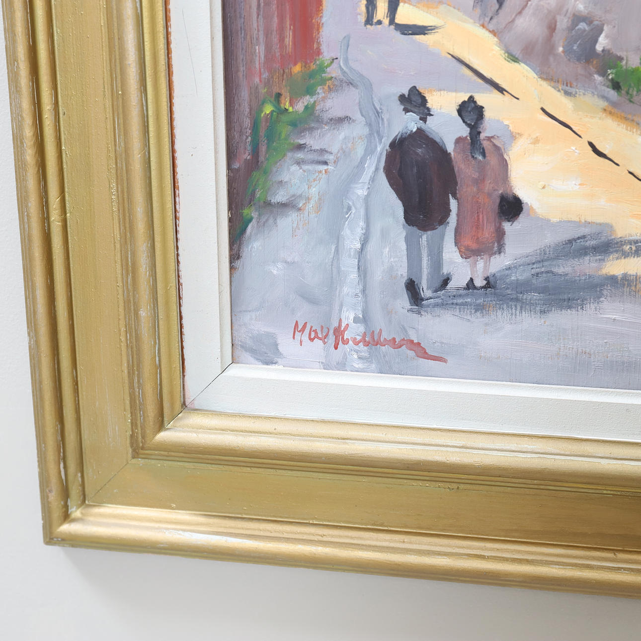 MAX HELLBERG. "Västra kvarngränd Stockholm", olja på pannå, signerad ...