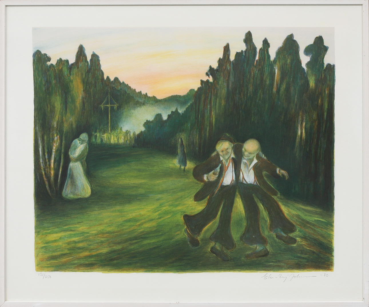 ELSE-MAJ JOHANSSON. “Midsommmark”, lithograph in colours, signed and ...