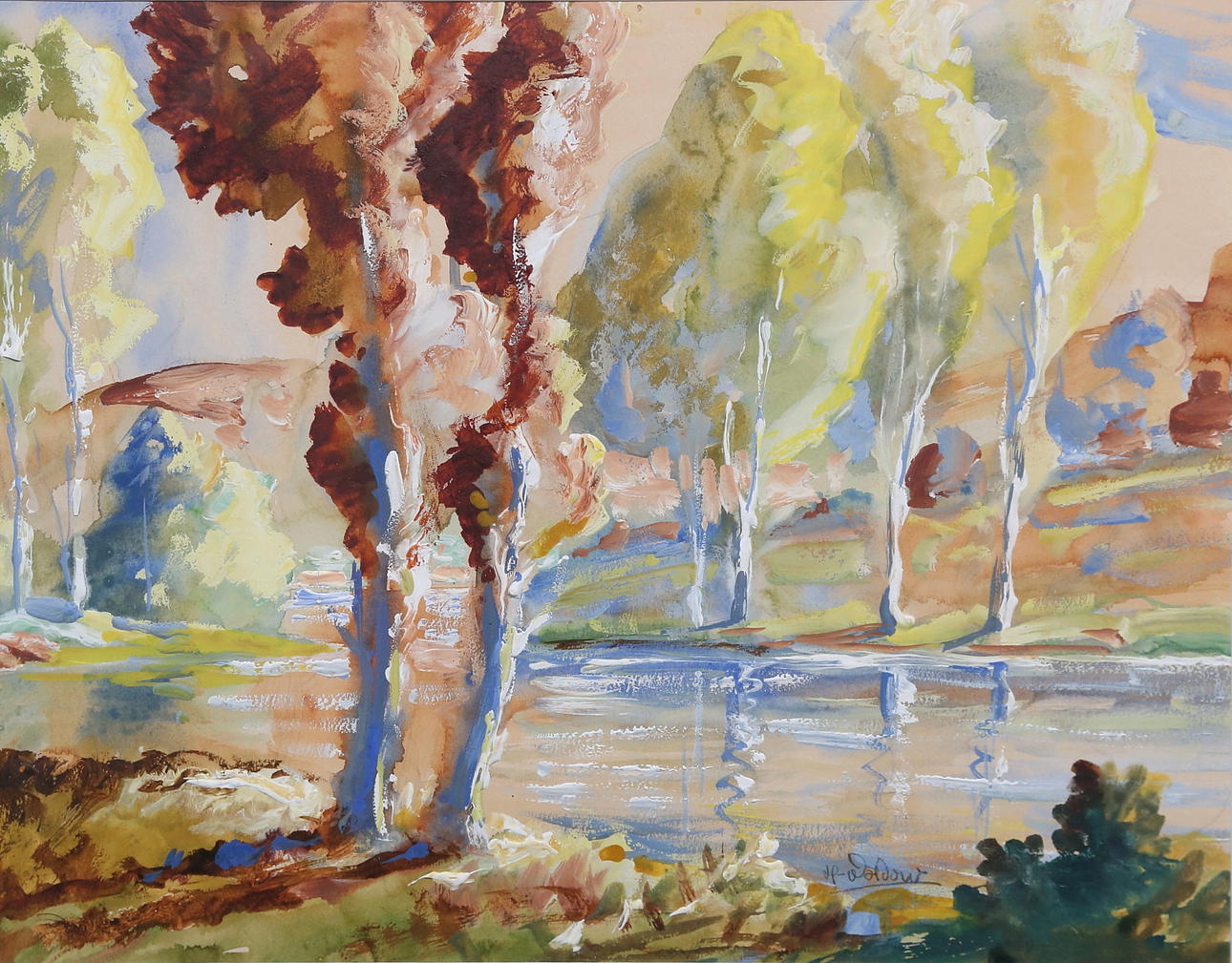HARRY WALDOW. Landskap. Blandteknik, signerad. Konst - Måleri - Auctionet