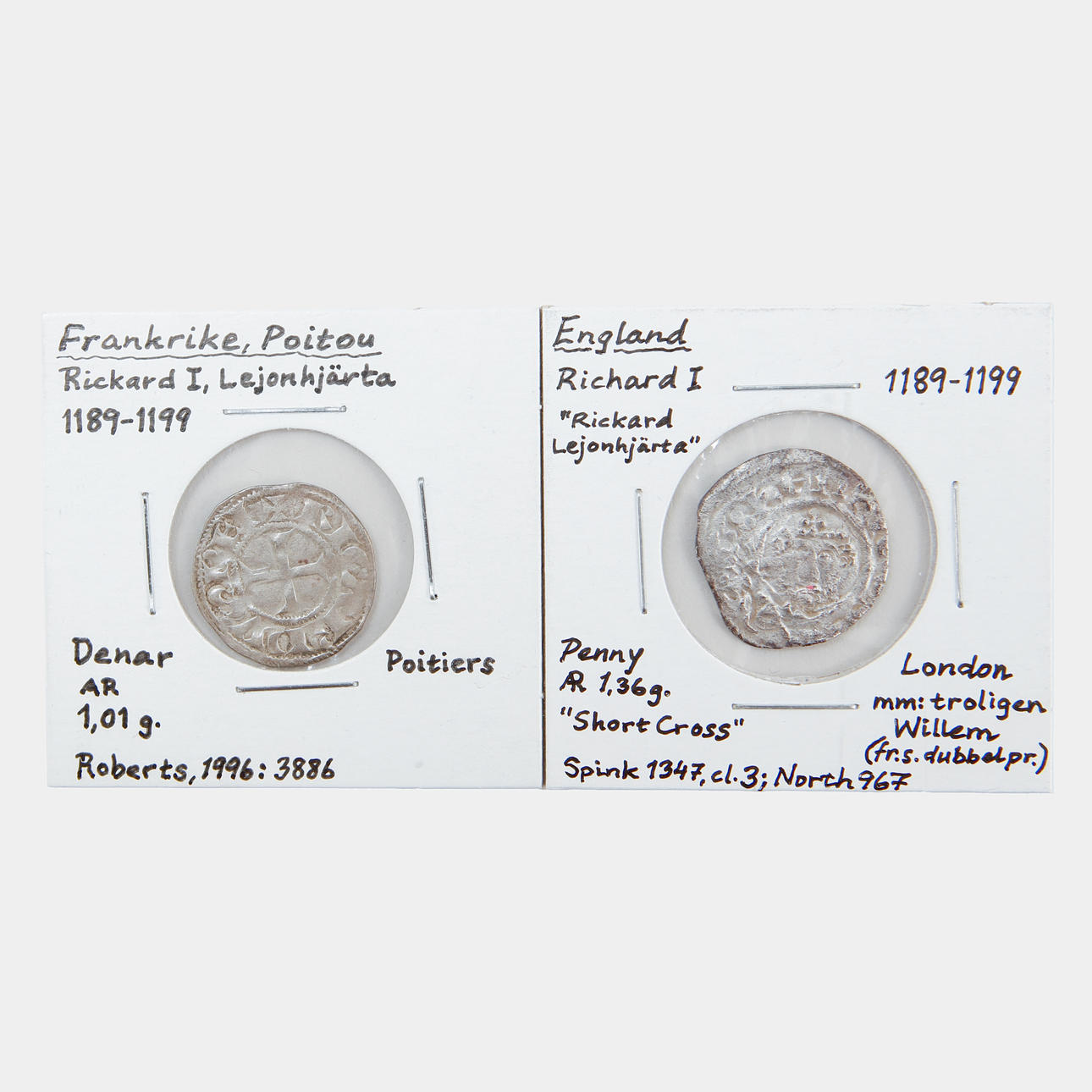 COIN, 1 denar and 1 penny Richard I (Lionheart) Poitou, Aquitaine and ...