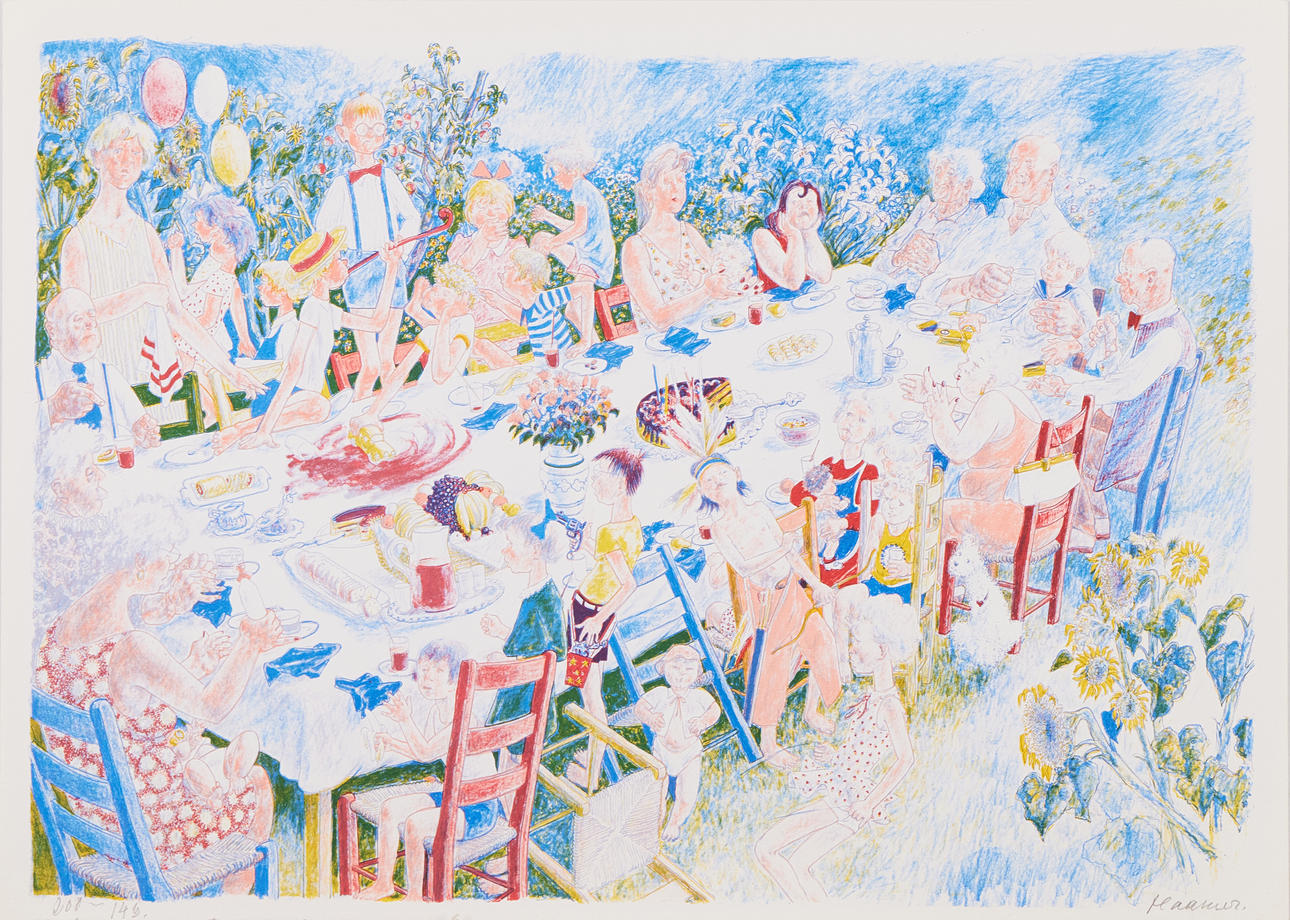 ERIK HAAMER. "Barnkalas". Konst - Grafik - Auctionet