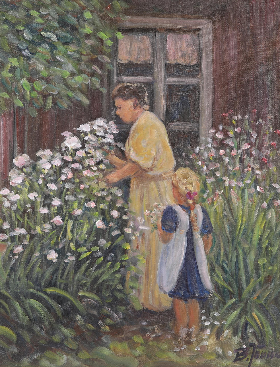 Bror JÖnsson Olja På Duk Mor Och Dotter Signerad Konst Måleri