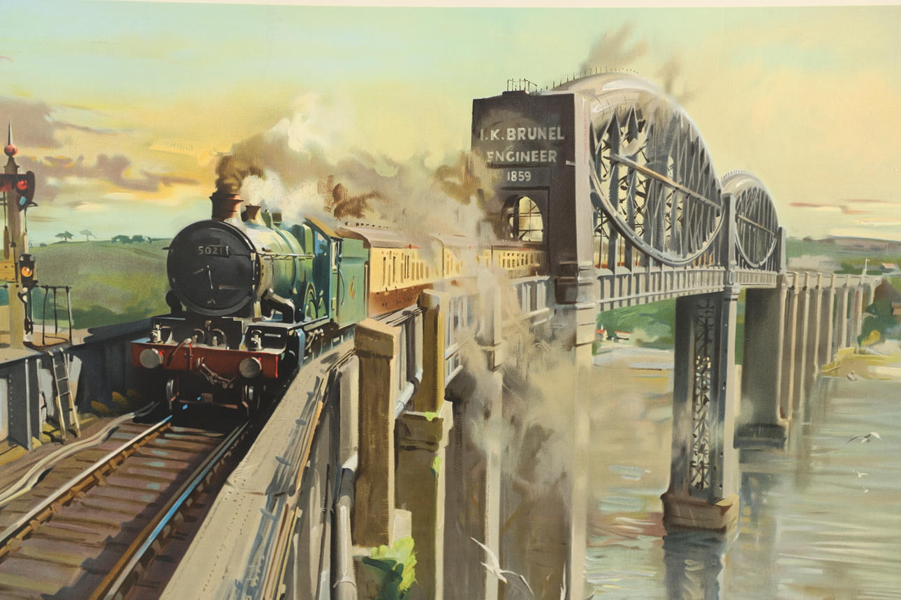 TERENCE CUNEO (1907-1996) - LARGE RAILWAY POSTER 'ROYAL ALBERT BRIDGE ...