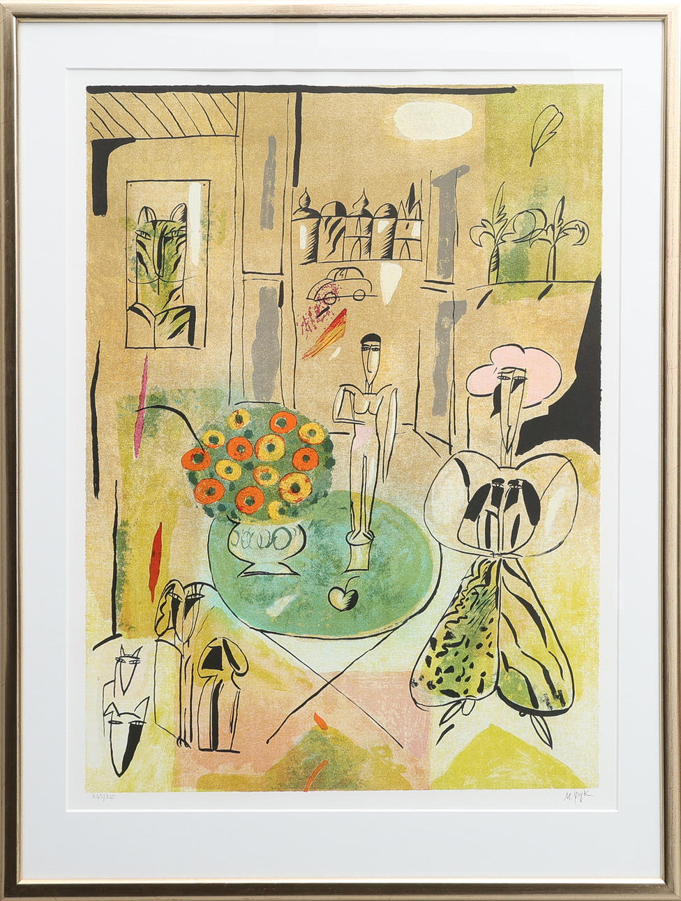 MADELEINE PYK. GALLERIMOTIV MED SKULPTURER. Konst - Grafik - Auctionet