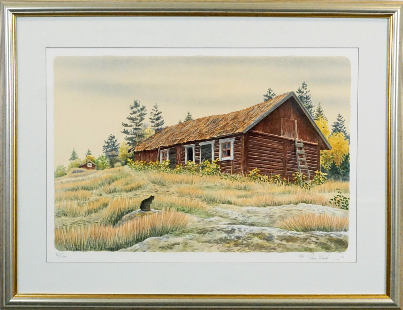 LARS KARLSSON (f. 1958), Färglitografi, stentryck, "Innan rivningen ...