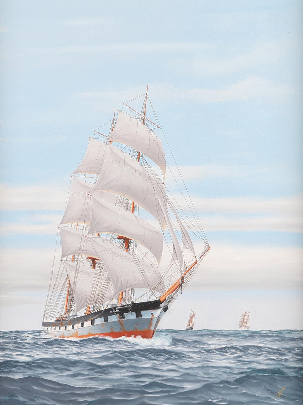 DAVID LOCK. Segelfartyg på havet, olja på duk, signerad D. Lock -92 ...