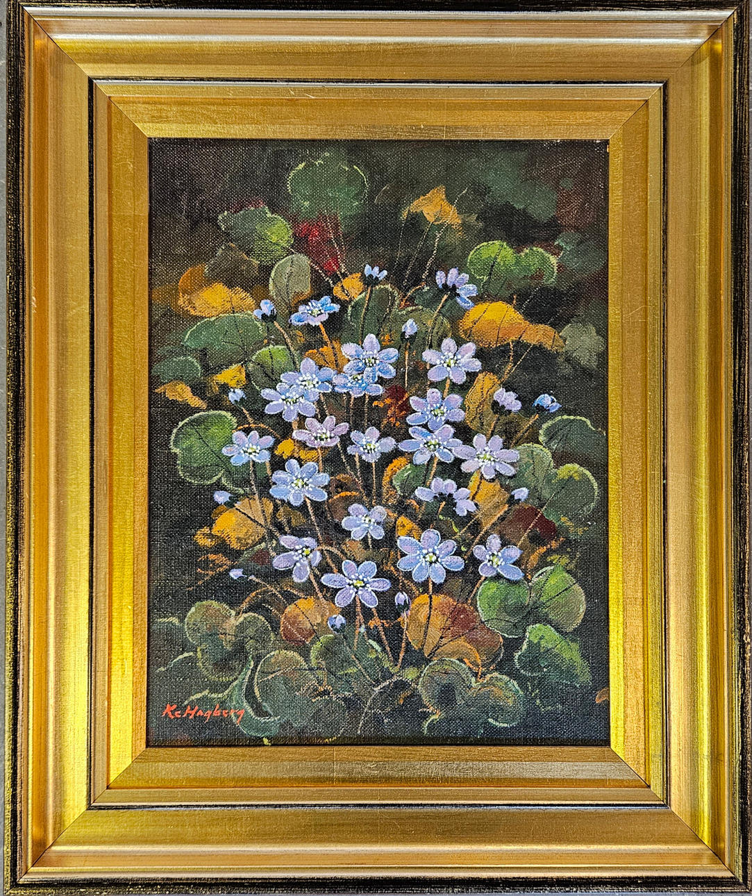 KARL ERIK HAGBERG. Blåsippor. Olja på duk. signerad. Konst - Måleri ...