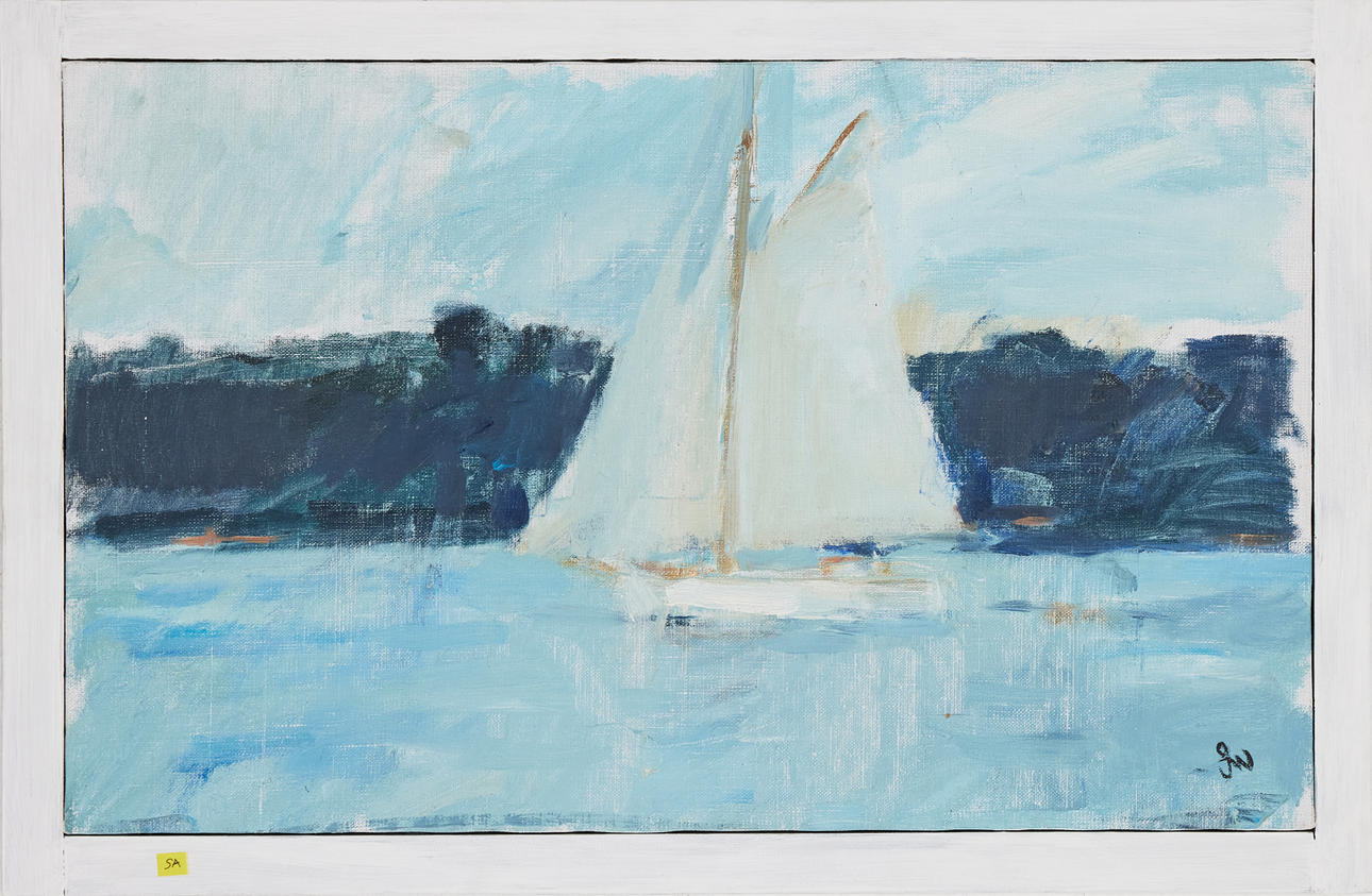 JAN WIBERG (F. 1944). Segelbåt, olja på duk, monogramsignerad. Konst ...