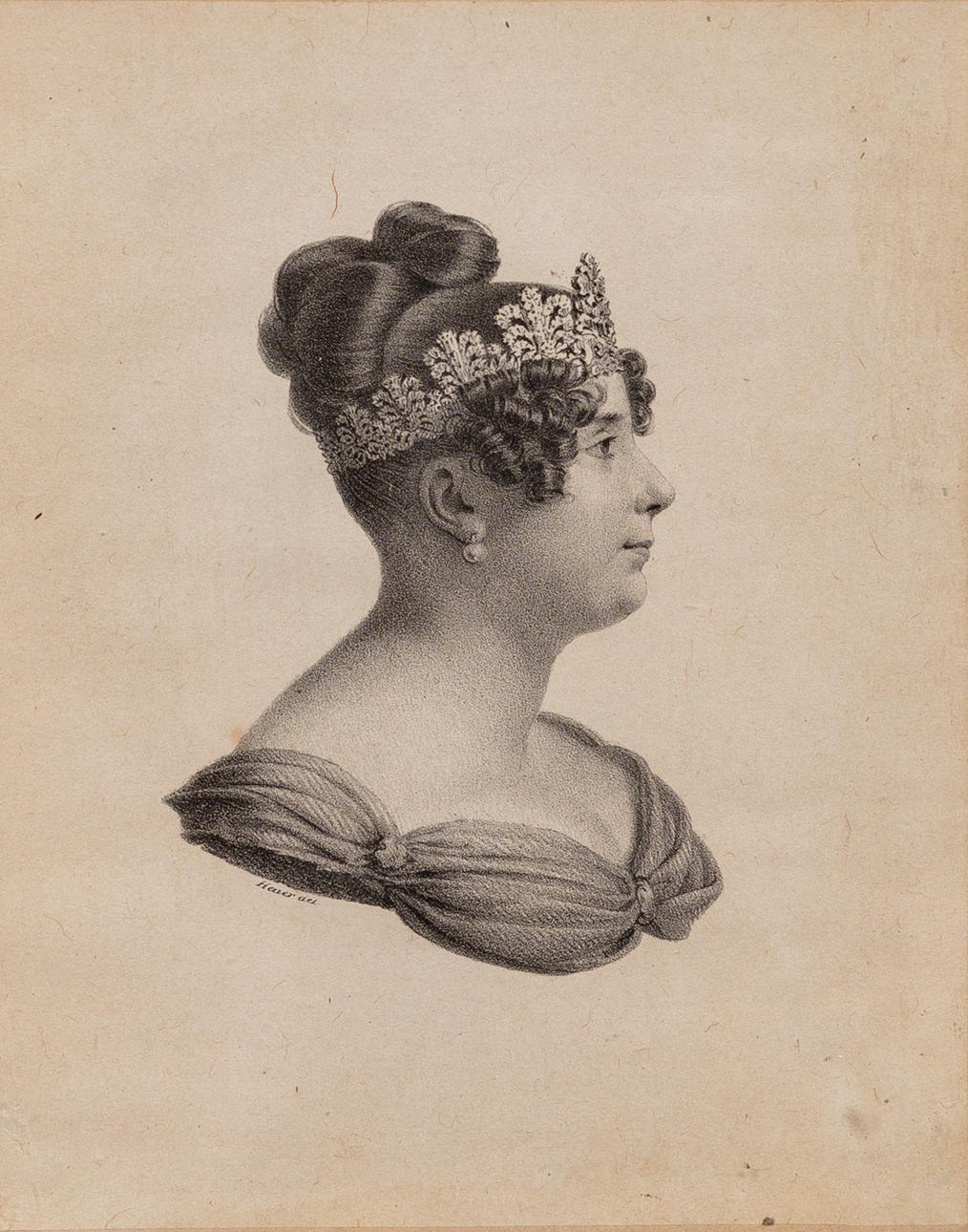 GRAVYR MED KRÖNT RAM, empire, Sverige 1820-30-tal. Konst - Grafik - Auctionet