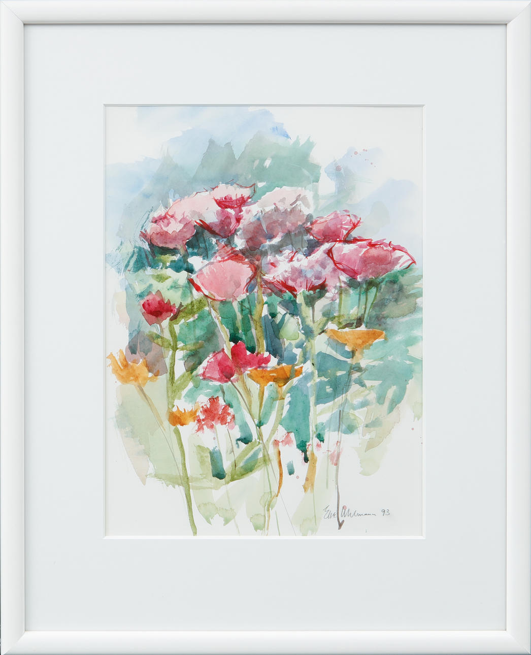 ELSE UHLMANN. Blomster, akvarell, signerad och daterad -93. Konst ...