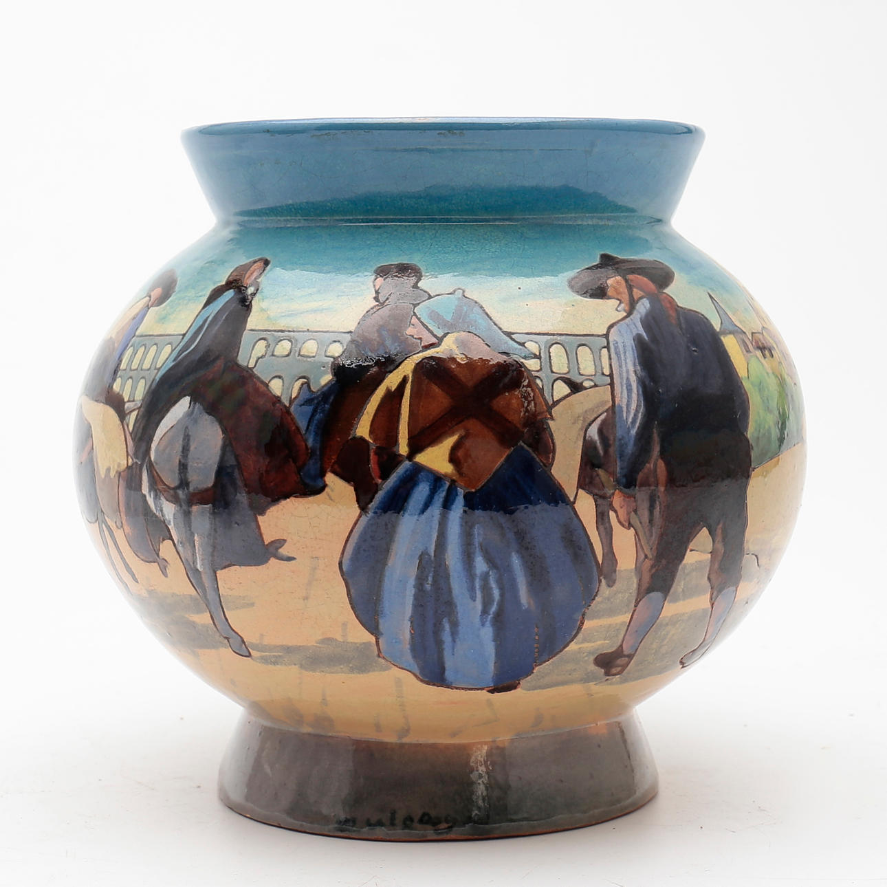 DANIEL ZULOAGA BONETA. Jarrón con segovianos. Cerámica y porcelana ...
