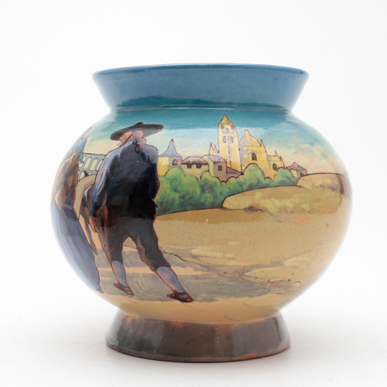 DANIEL ZULOAGA BONETA. Jarrón con segovianos. Cerámica y porcelana ...