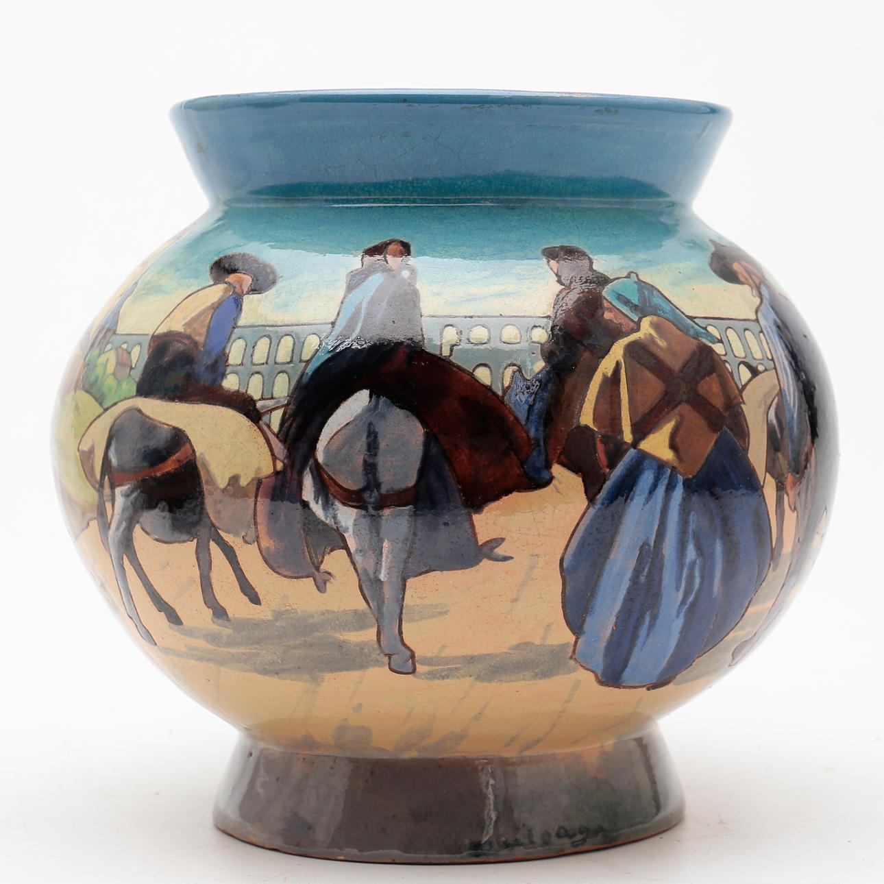 DANIEL ZULOAGA BONETA. Jarrón con segovianos. Cerámica y porcelana ...