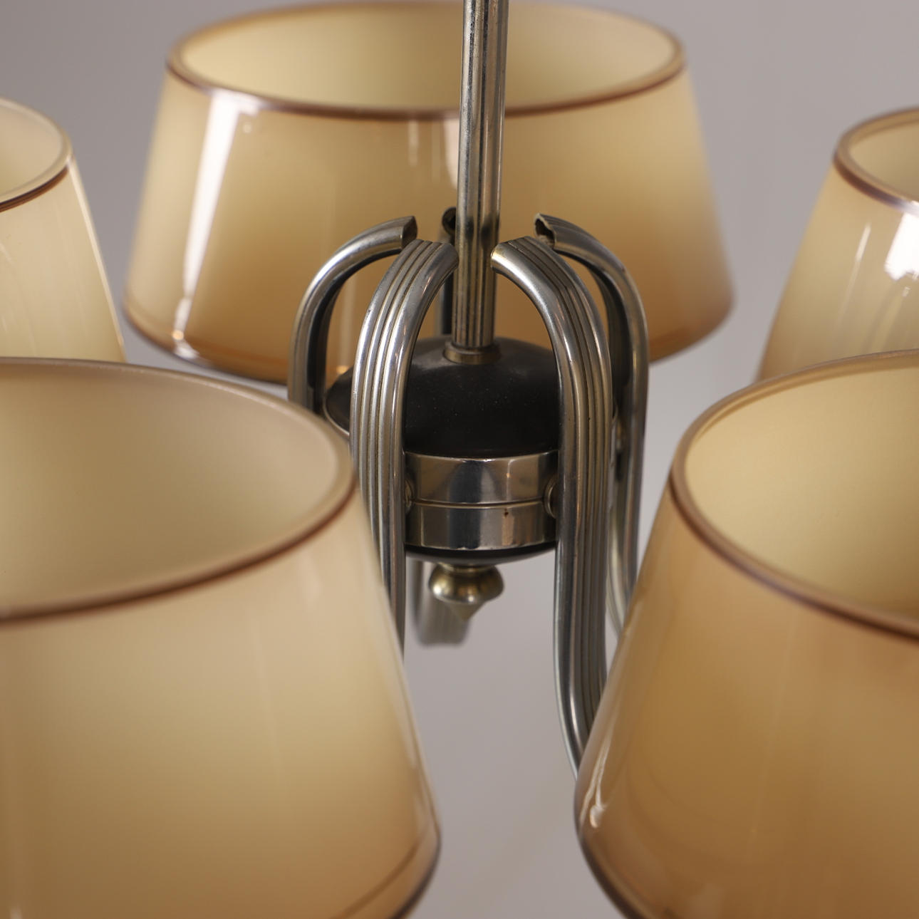 TAKLAMPA, 5-armad, kromad metall med glaskupor, Art Deco. Belysning ...