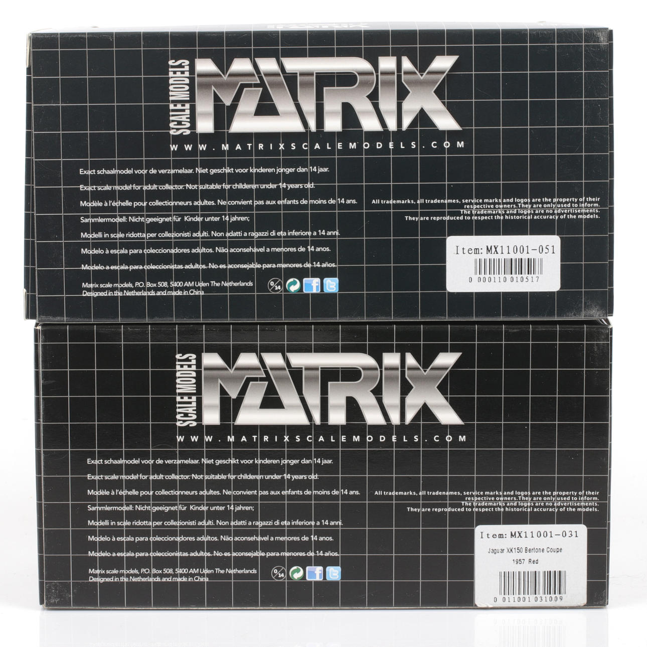 MODELLBILAR, 2 st, metall/resin, Jaguar XK150, 1957 & Jaguar E-Type ...