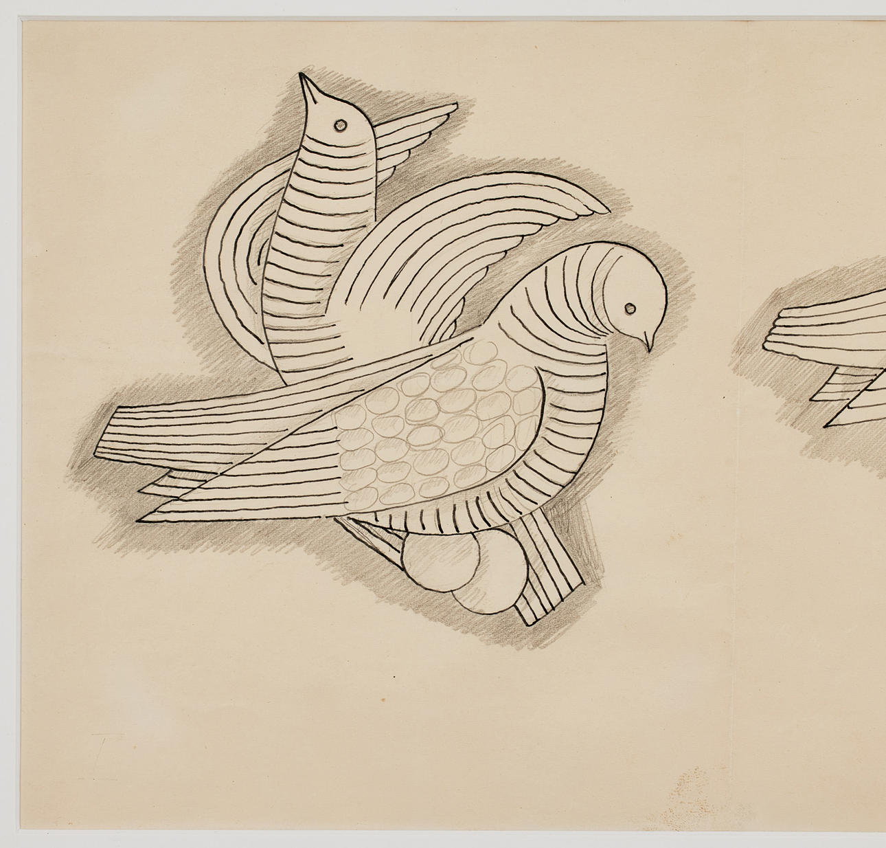 TYRA LUNDGREN. "Fåglar i rymden". Konst - Teckningar - Auctionet