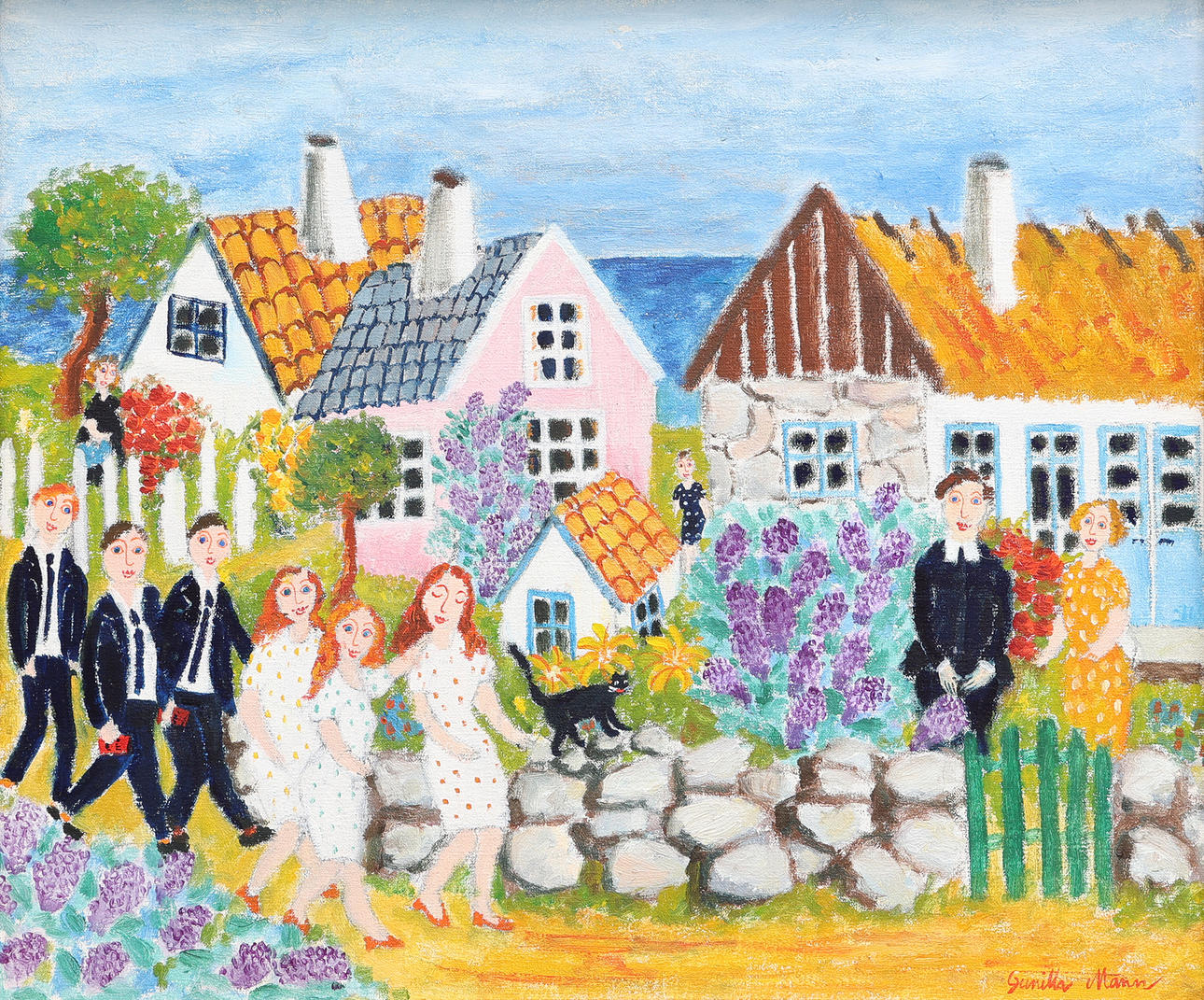 GUNILLA MANN. "KONFIRMATION ÖSTERLEN". Konst - Måleri - Auctionet