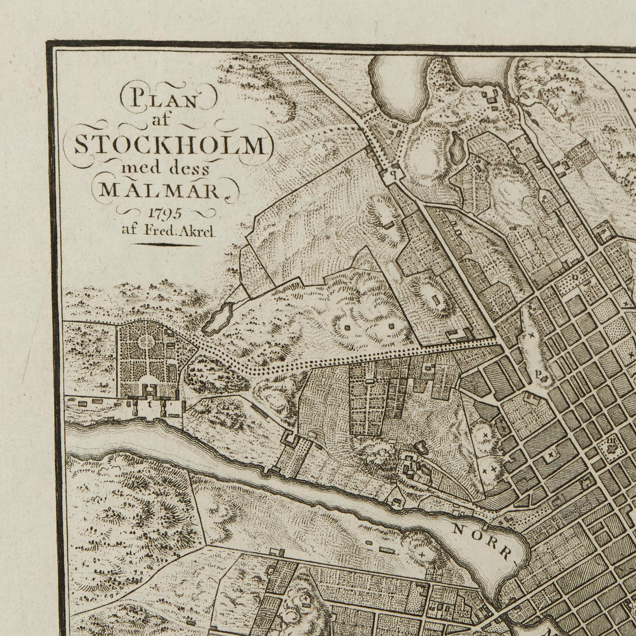 KARTA ÖVER STOCKHOLM AV AKREL, Plan af Stockholm med dess malmar. 1795 ...
