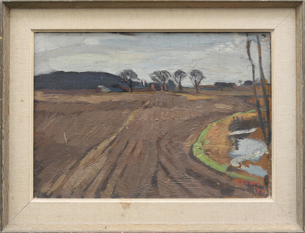 KNUT IRWE. Landskap med bro, olja på pannå signerad. Konst - Måleri ...