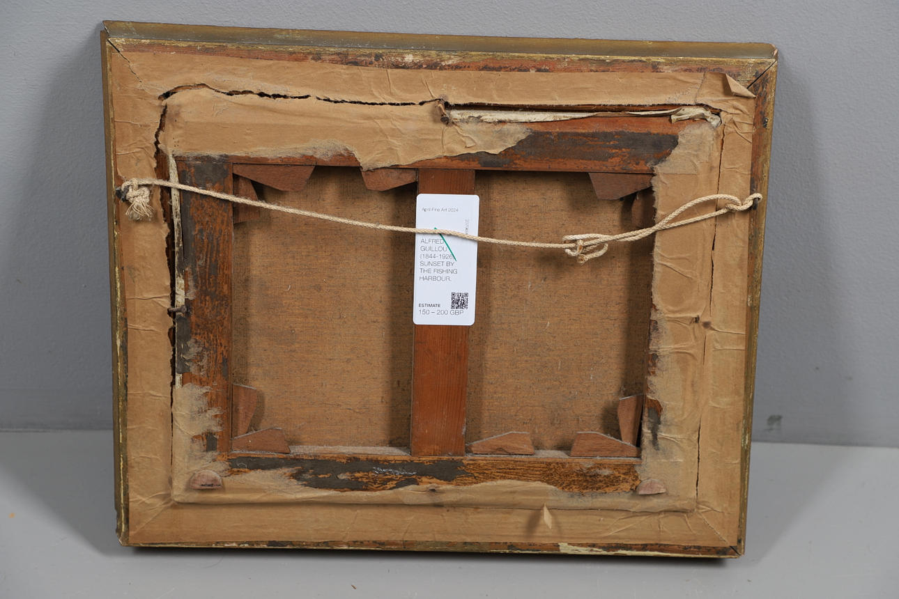 ALFRED GUILLOU (1844-1926). SUNSET BY THE FISHING HARBOUR. Art ...