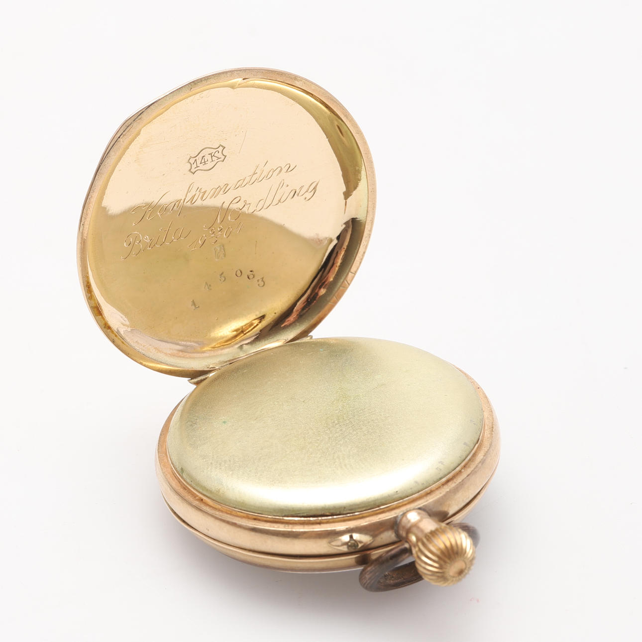 DAMFICKUR, 14k guld. Bär graverat årtal 1904. Vikt brutto ca 39,4 gram ...